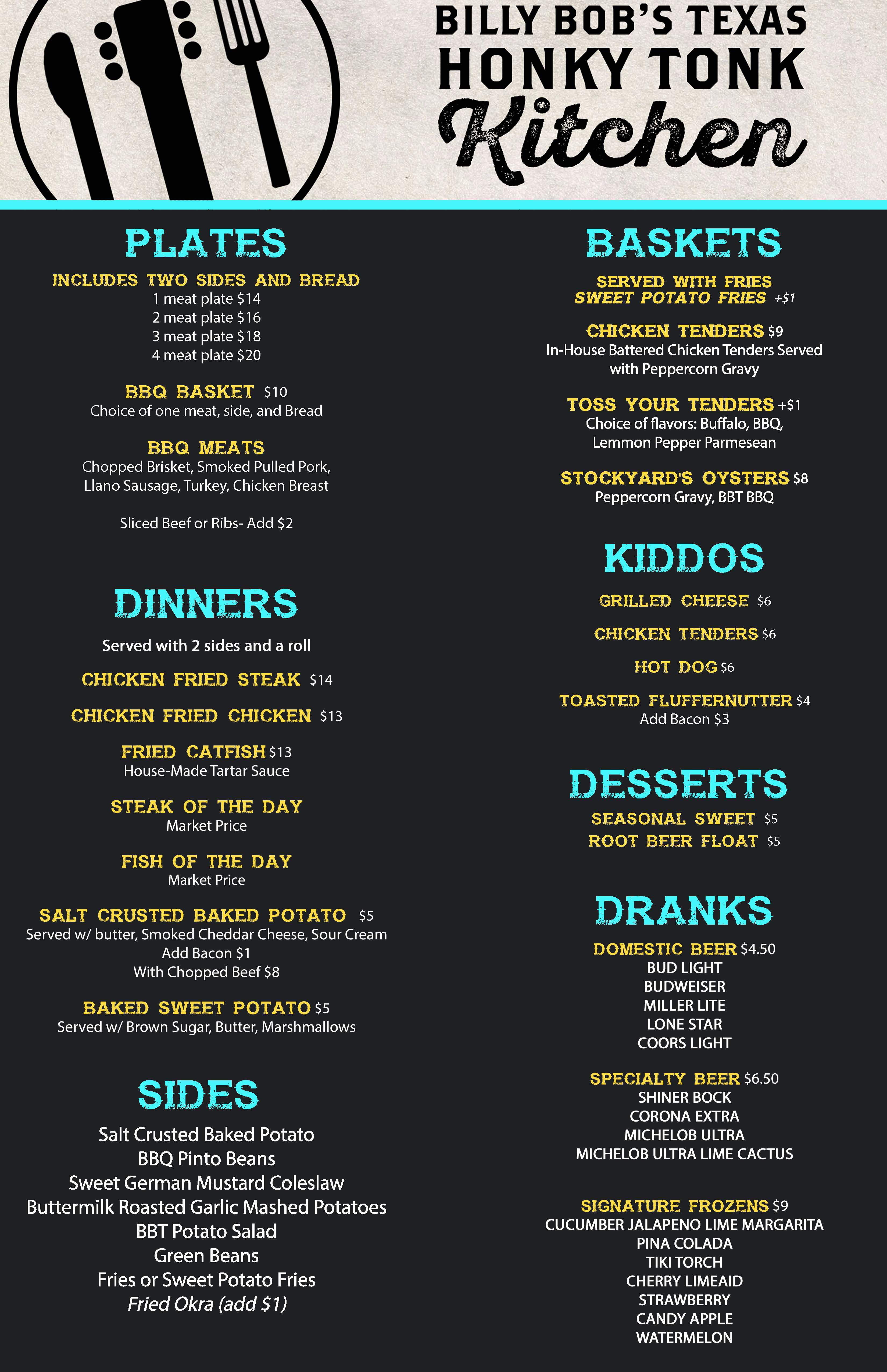 MENU - Billy Bob's Texas